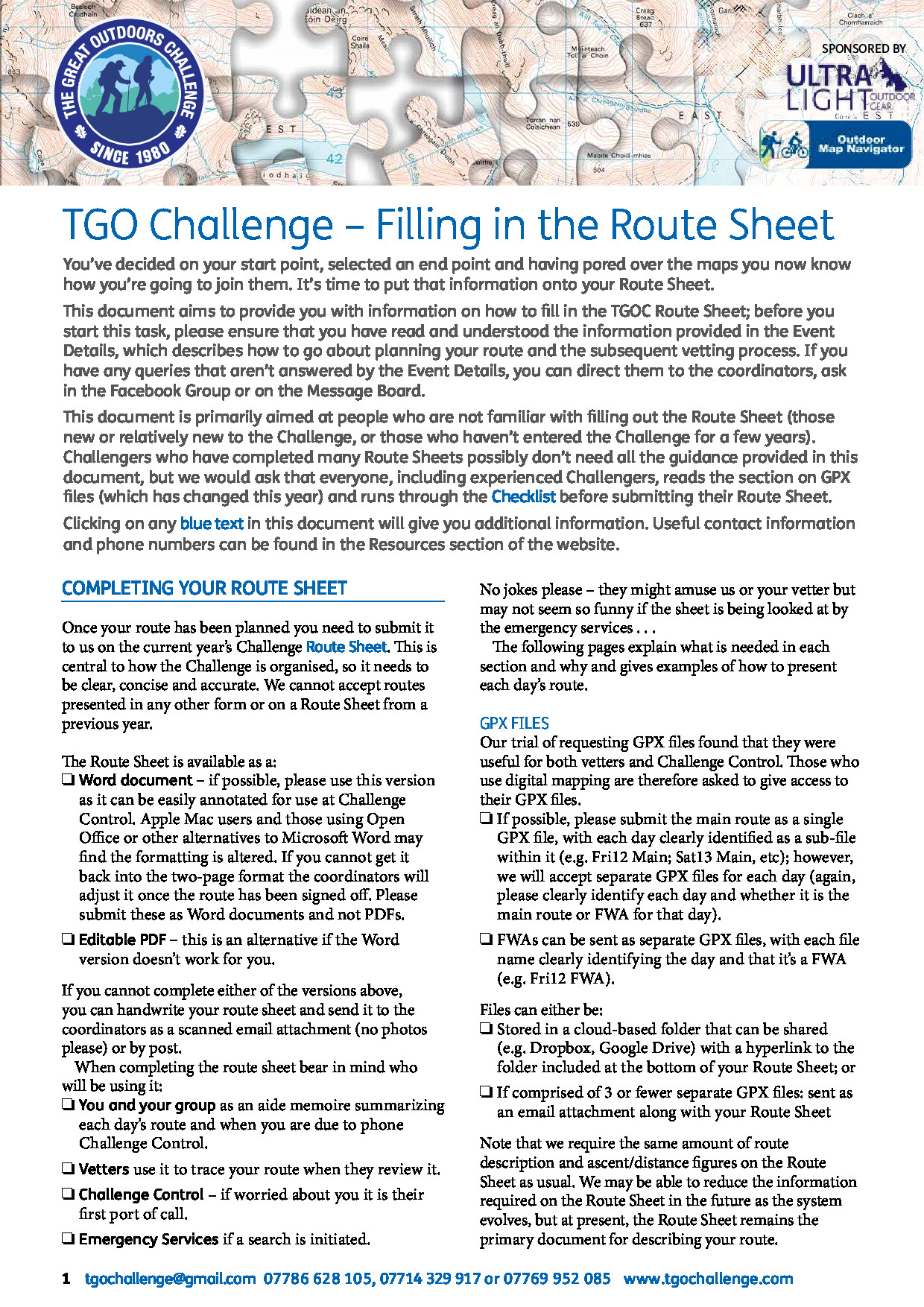 Filling in your TGOC Route Sheet – TGO Challenge